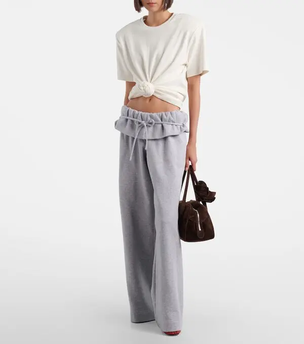 Magda Butrym Heather Ruffled Cotton-blend Sweatpants