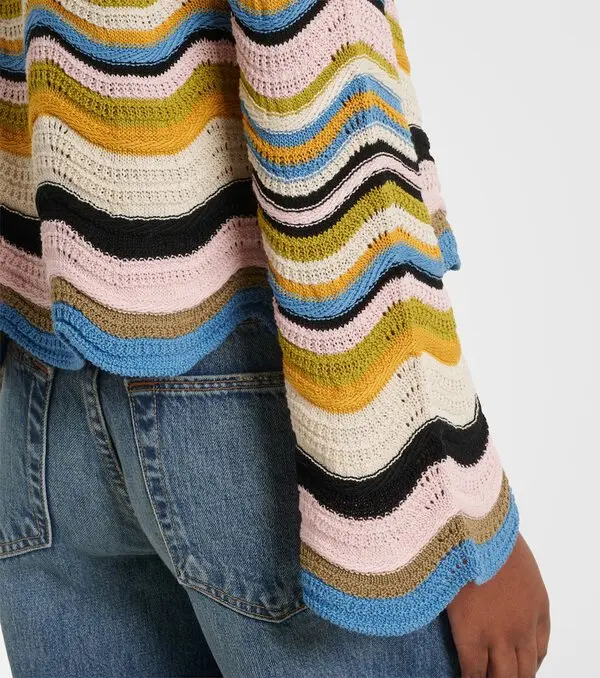 La DoubleJ Chevron Crochet Cotton Sweater