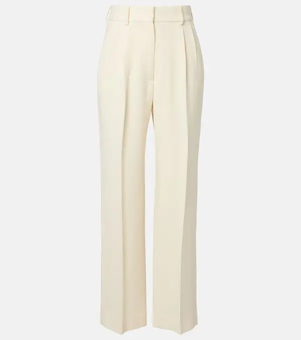 BLAZÉ MILANO Fox Wool Straight Leg Tailored Pants - Beige