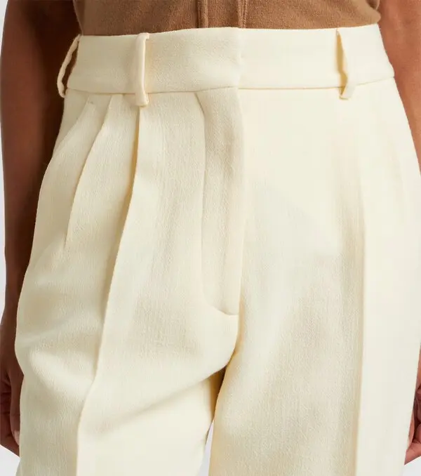 BLAZÉ MILANO Fox Wool Straight Leg Trousers - Beige
