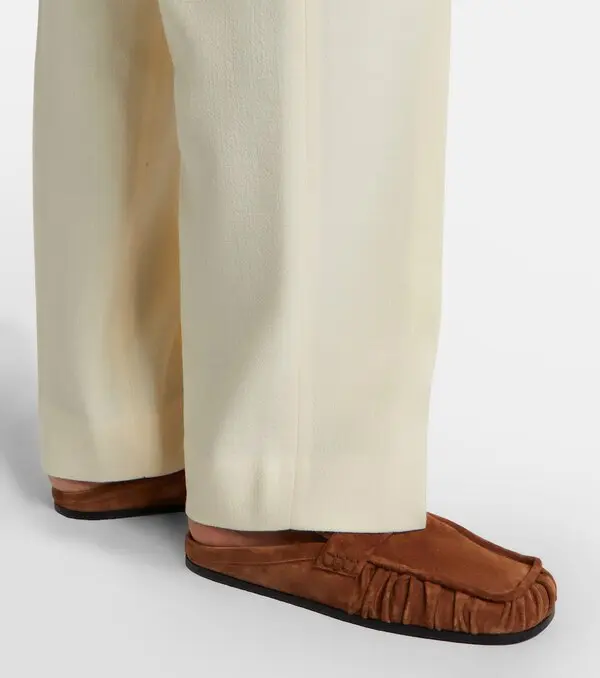 BLAZÉ MILANO Fox Wool Straight Leg Trousers - Beige