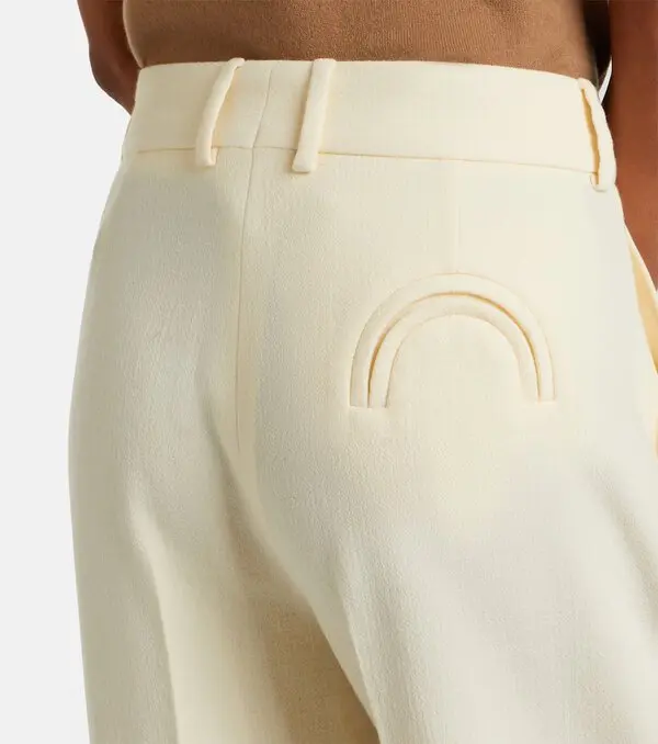 BLAZÉ MILANO Fox Wool Straight Leg Trousers - Beige