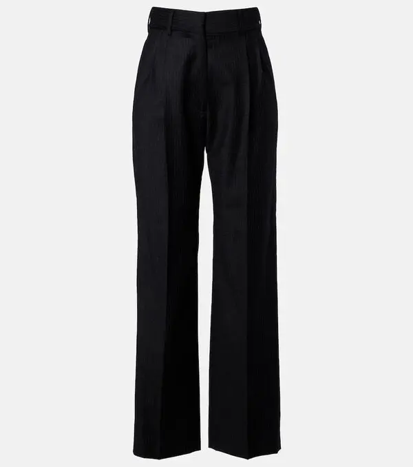 BLAZÉ MILANO Wool Straight Leg Trousers - Black