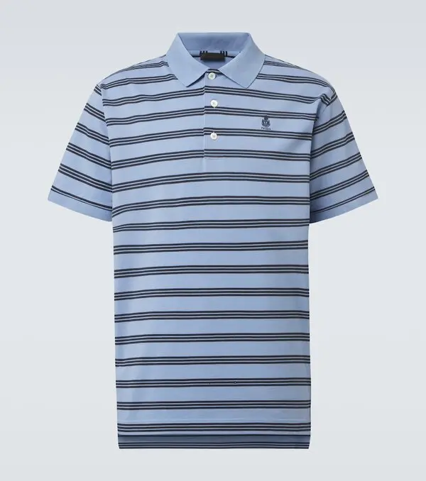 Prada Striped Cotton Piqué Polo Shirt - Blue