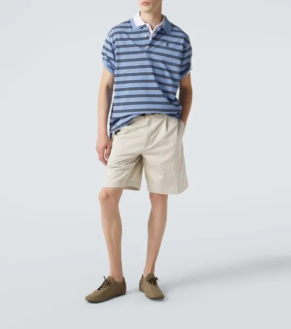 Prada Striped Cotton Piqué Polo Shirt - Blue