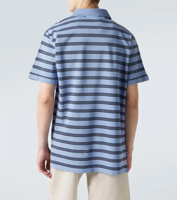 Prada Striped Cotton Piqué Polo Shirt - Blue