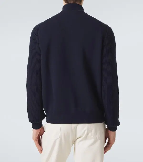 LARDINI Knitted Wool-blend Jacket - Blue