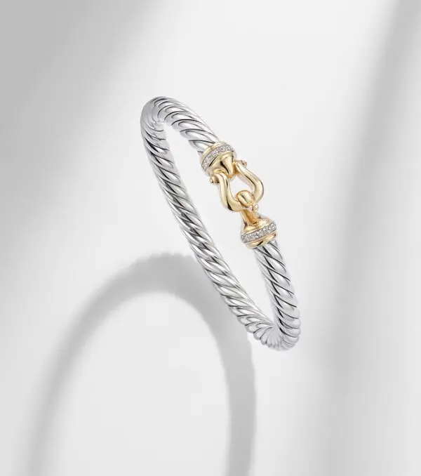 David Yurman Cable Flex® Sterling And 14kt Gold Buckle Bracelet With Diamonds