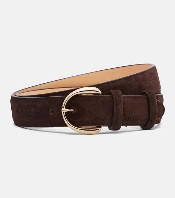 Magda Butrym Suede Belt With Gold-tone Buckle - Brown