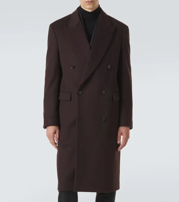 LARDINI Double-breasted Wool Coat - Purple
