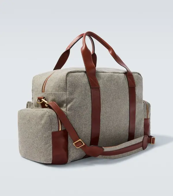 Brunello Cucinelli Leather-trimmed Flannel Duffel Bag