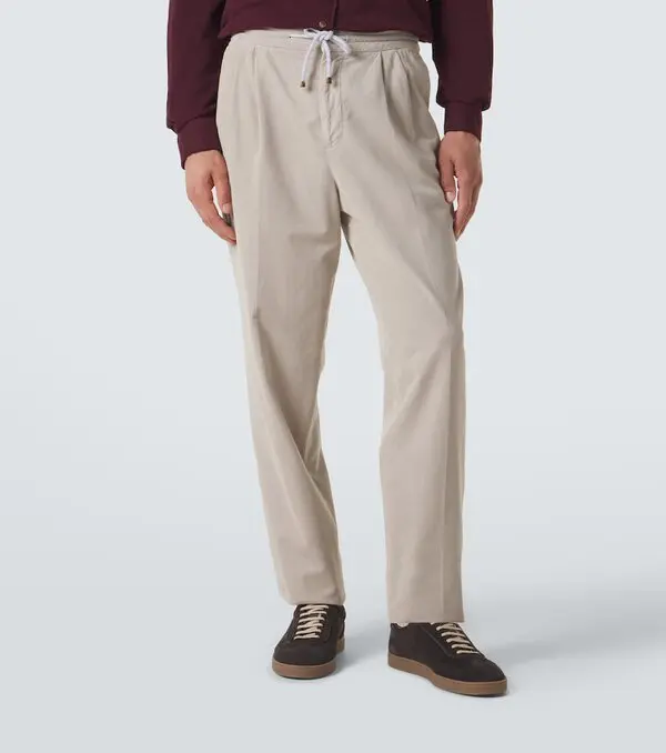 Brunello Cucinelli Cotton Corduroy Tapered Pants - Beige