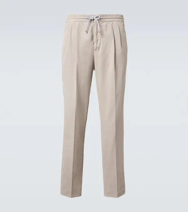 Brunello Cucinelli Cotton Corduroy Tapered Pants - Beige