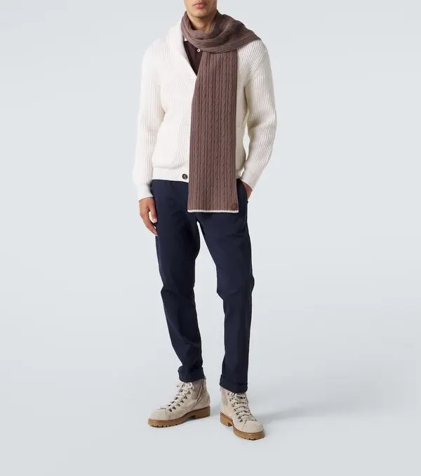 Eleventy Cable-knit Cashmere Scarf