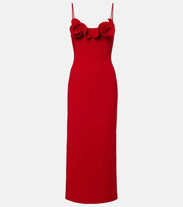 Magda Butrym Floral Appliqué Midi Dress - Red