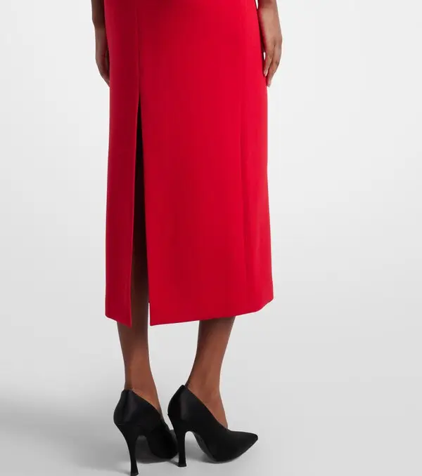 Magda Butrym Floral-appliqué Wool-blend Midi Dress - Red