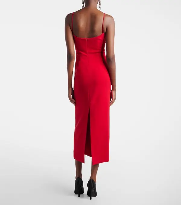 Magda Butrym Floral-appliqué Wool-blend Midi Dress - Red
