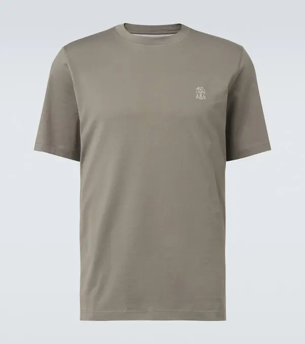 Brunello Cucinelli Logo Cotton Jersey T-shirt - Green