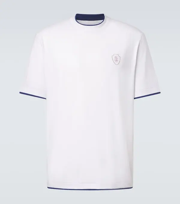 Brunello Cucinelli Logo Cotton Jersey T-shirt - White