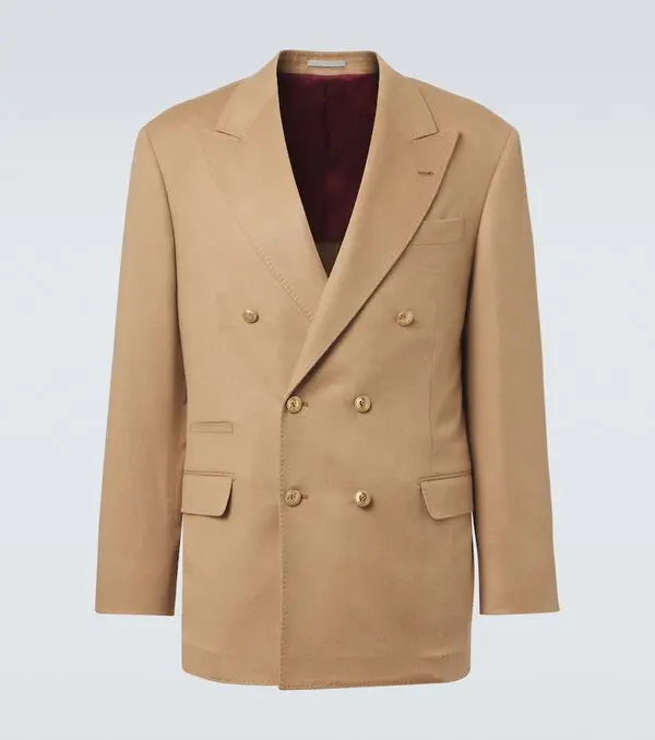 Brunello Cucinelli Double-breasted Camel Hair Blazer - Beige