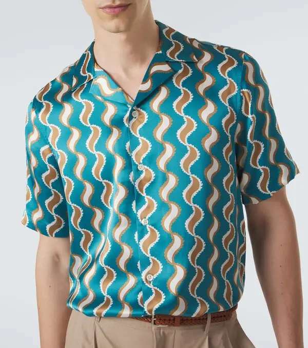 Frescobol Carioca Roberto Printed Silk Shirt