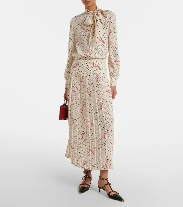 Valentino Garavani Polka Dot Silk Crepe De Chine Shirt With Self-ties - White