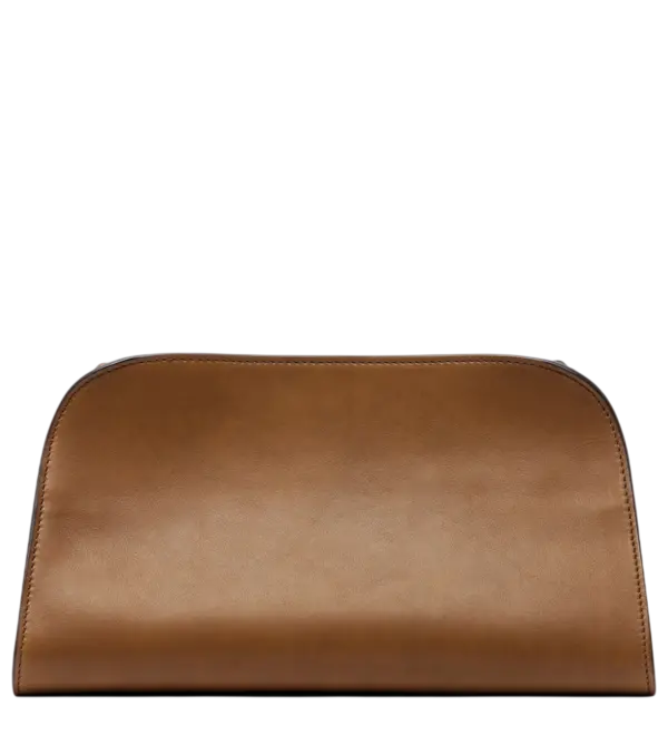 THE ROW Peggy Leather Clutch - Brown