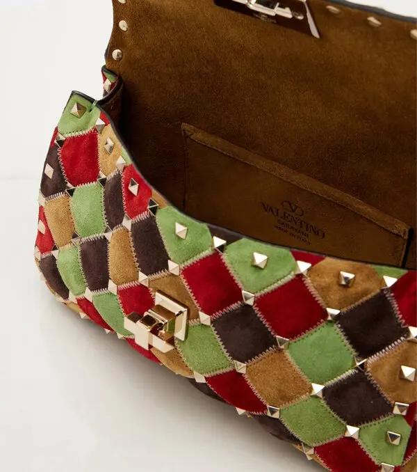 Valentino Garavani Rockstud Small Suede Shoulder Bag - Multicoloured