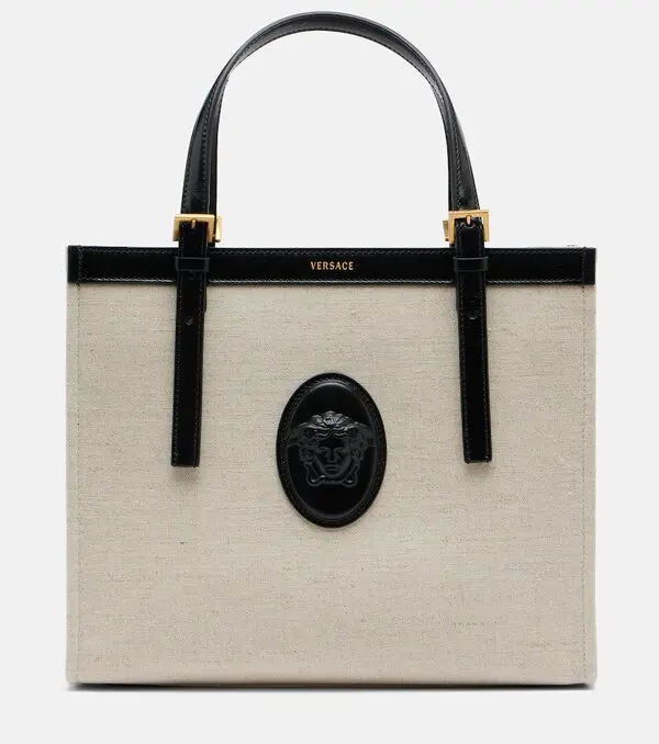Versace Small Rivieria Canvas Tote Bag - Beige