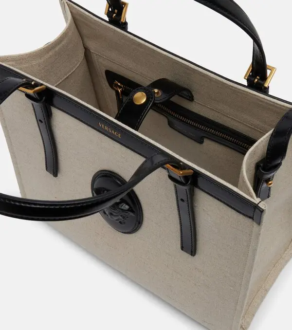 Versace Small Rivieria Canvas Tote Bag - Beige