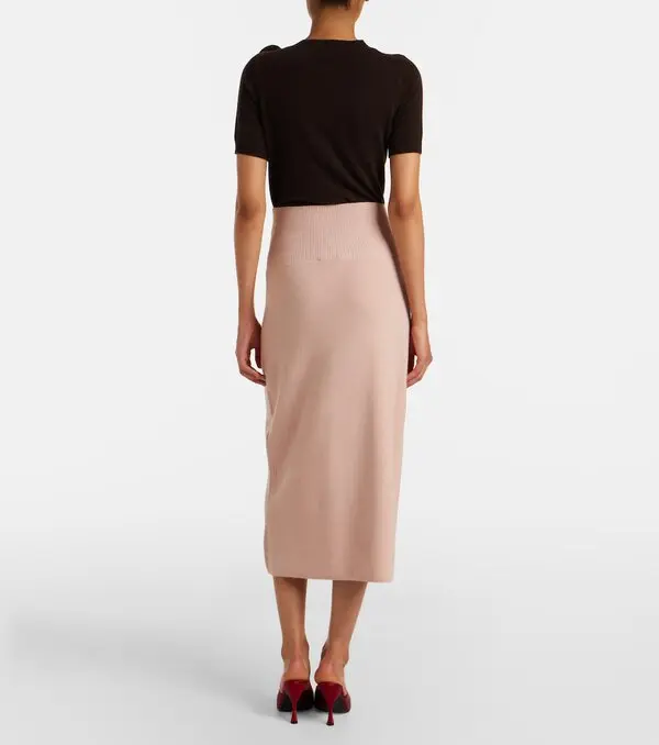 Erdem Floral-appliqué Knitted Midi Skirt - Pink