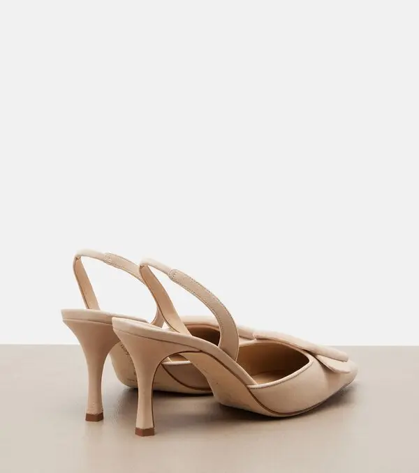 Manolo Blahnik Maysli Suede Slingback Pumps - Beige