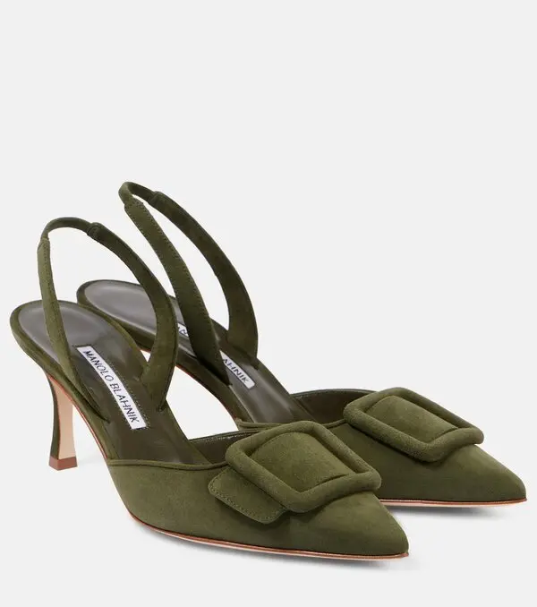 Manolo Blahnik Maysli Pumps - Olive