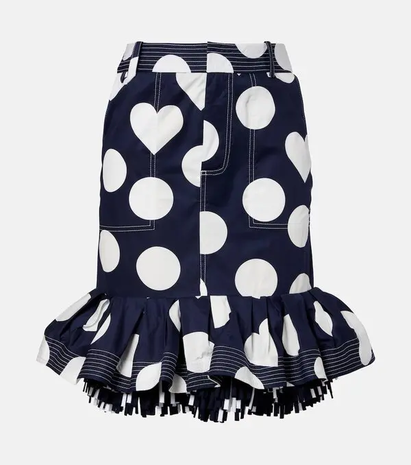 Jacquemus Cabana Printed Cotton Poplin Midi Skirt - Blue