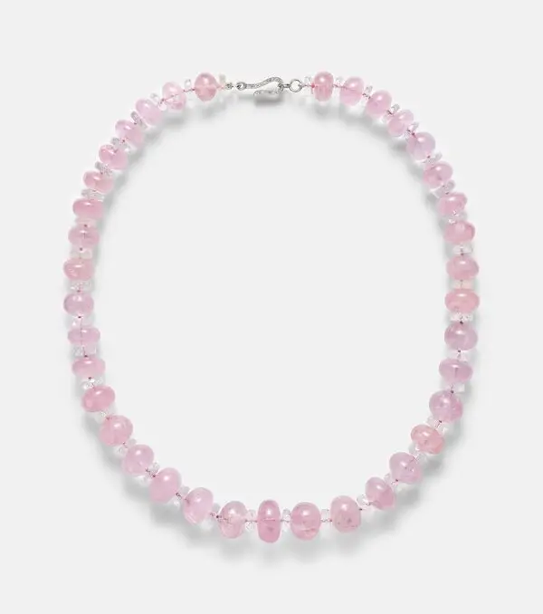 Ileana Makri Beaded Necklace With Morganite, White Topaz, And Diamonds - Multicoloured
