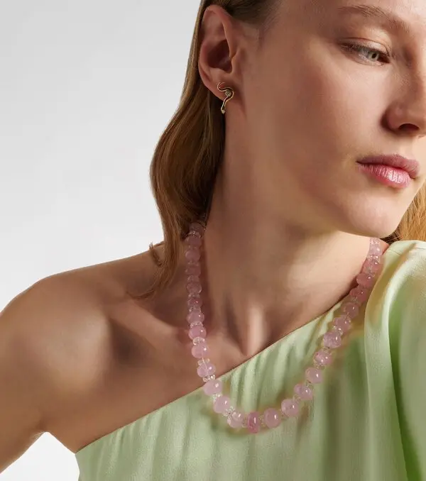Ileana Makri Beaded Necklace With Morganite, White Topaz, And Diamonds