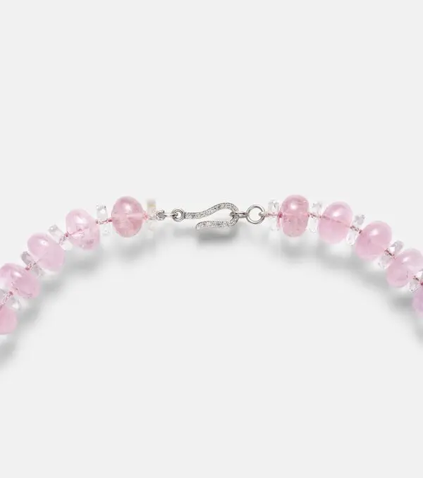 Ileana Makri Beaded Necklace With Morganite, White Topaz, And Diamonds