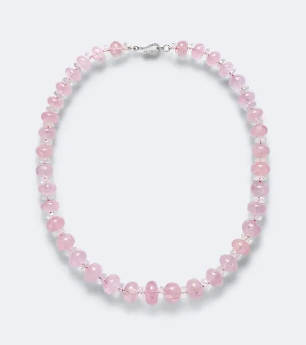 Ileana Makri Beaded Necklace With Morganite, White Topaz, And Diamonds - Multicoloured
