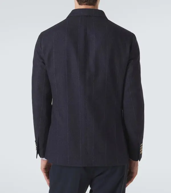 Eleventy Pinstriped Wool, Cotton, And Cashmere Blazer