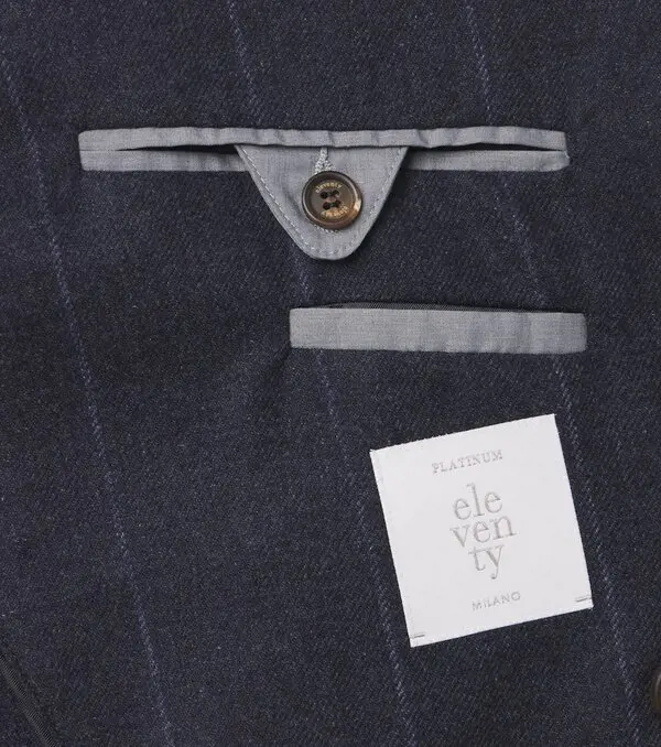 Eleventy Pinstriped Wool, Cotton, And Cashmere Blazer