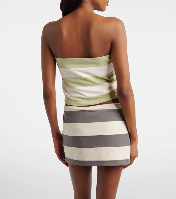 Miu Miu Striped Cotton Jersey Bandeau Top