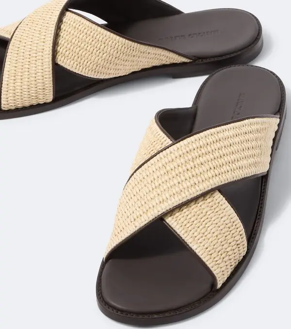 Manolo Blahnik Otawi Raffia Trimmed Sandals
