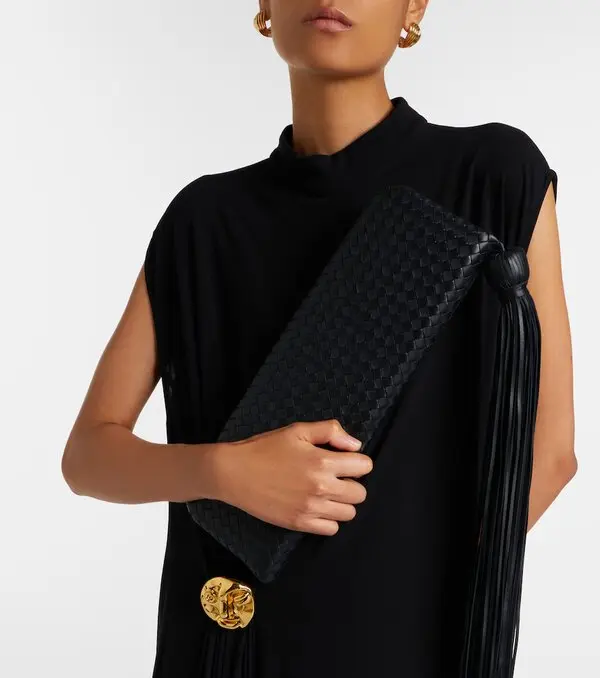 Bottega Veneta Intrecciato Leather Clutch With Tassel Detail