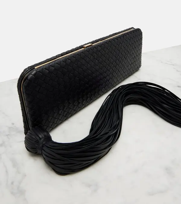 Bottega Veneta Intrecciato Leather Clutch With Tassel Detail