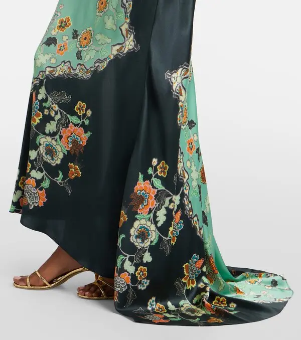 Roberto Cavalli Floral Silk Satin Maxi Dress