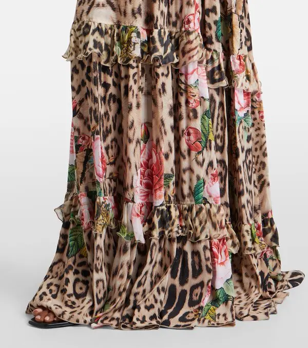 Roberto Cavalli Printed Tiered Ruffled Maxi Skirt