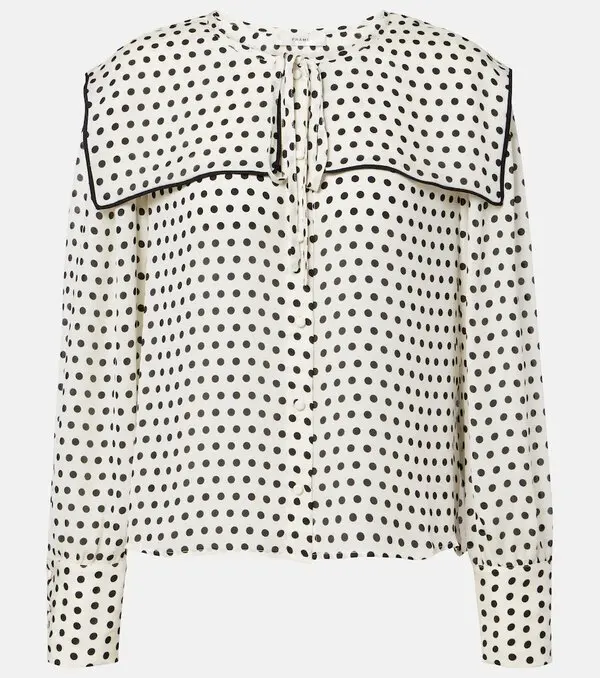 FRAME Polka-dot Silk Blouse - White