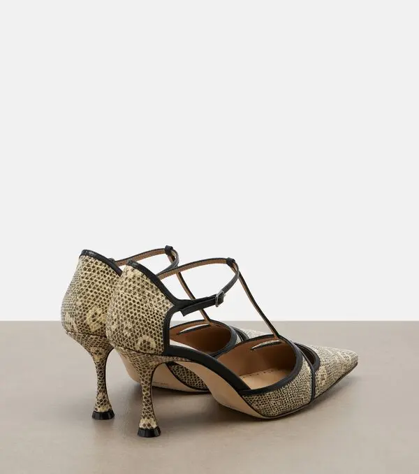 Manolo Blahnik Gish Lizard-print Leather Pumps