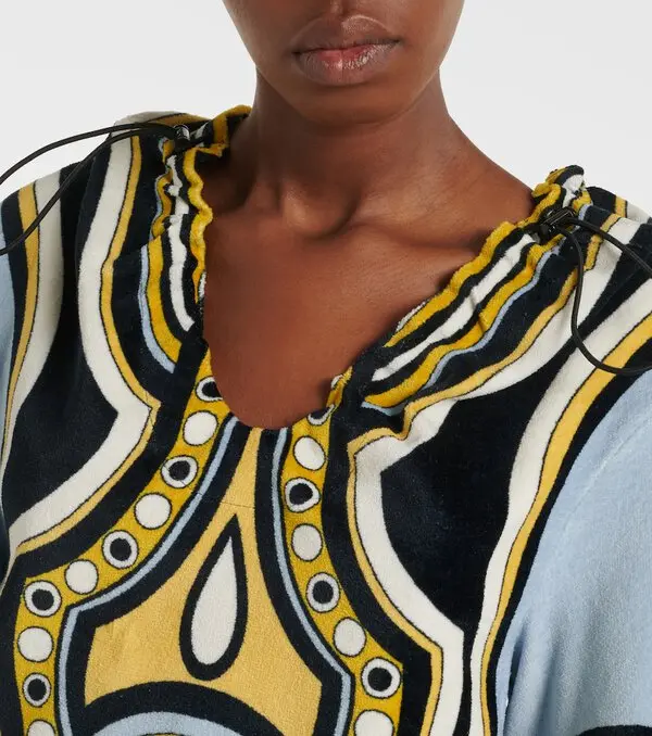 La DoubleJ Portal Printed Hooded Cotton Terry Top