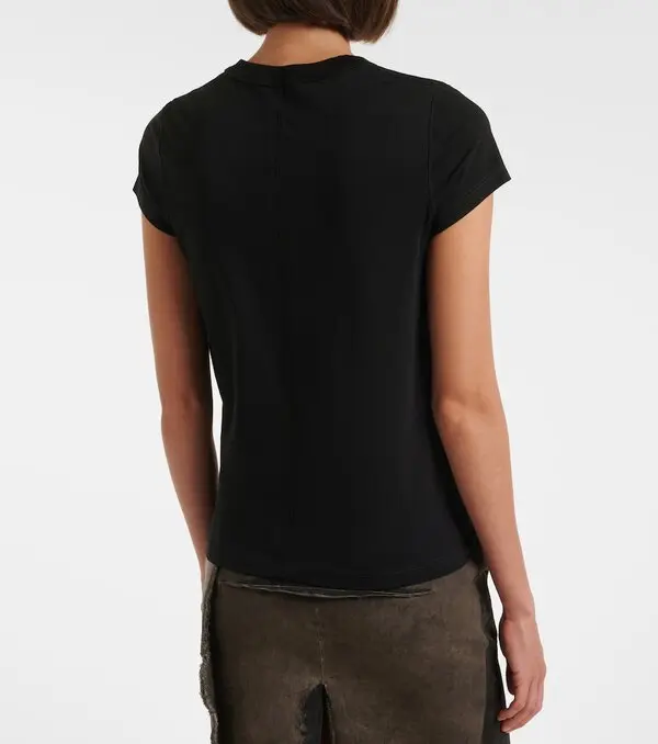 Rick Owens Cropped Level Cotton Jersey T-shirt - Black